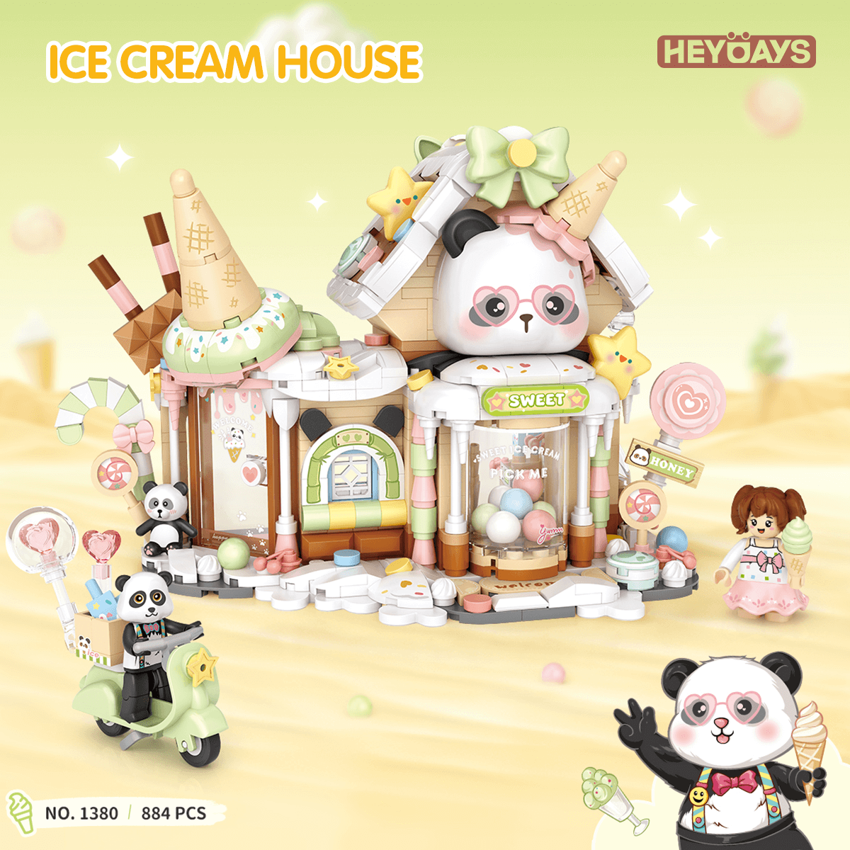 LOZ Panda Ice-Cream Shop Street View Building Kit (Set 1380) – Heydaystoys